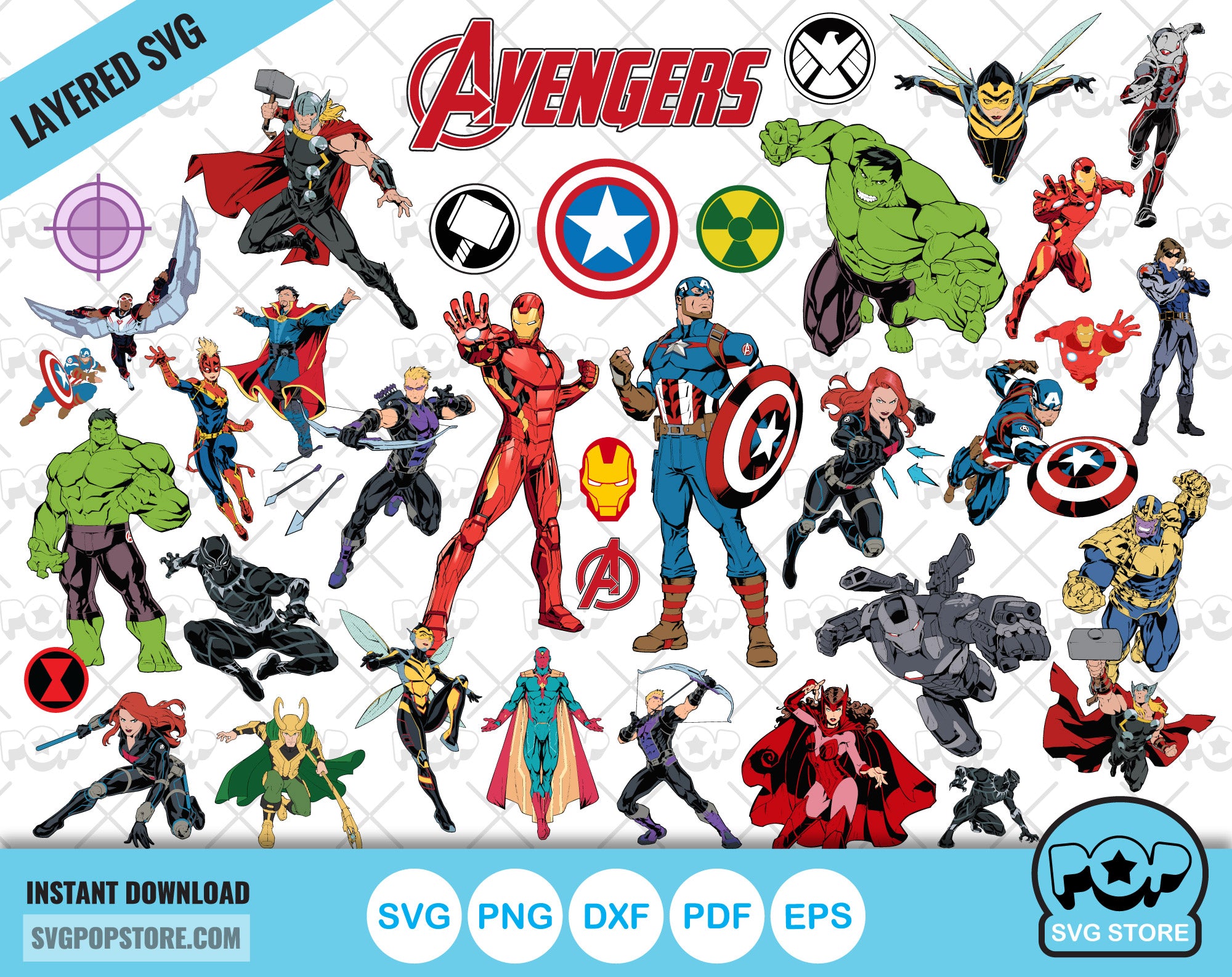 Marvel Avengers clipart bundle, Avengers SVG cut files for Cricut ...