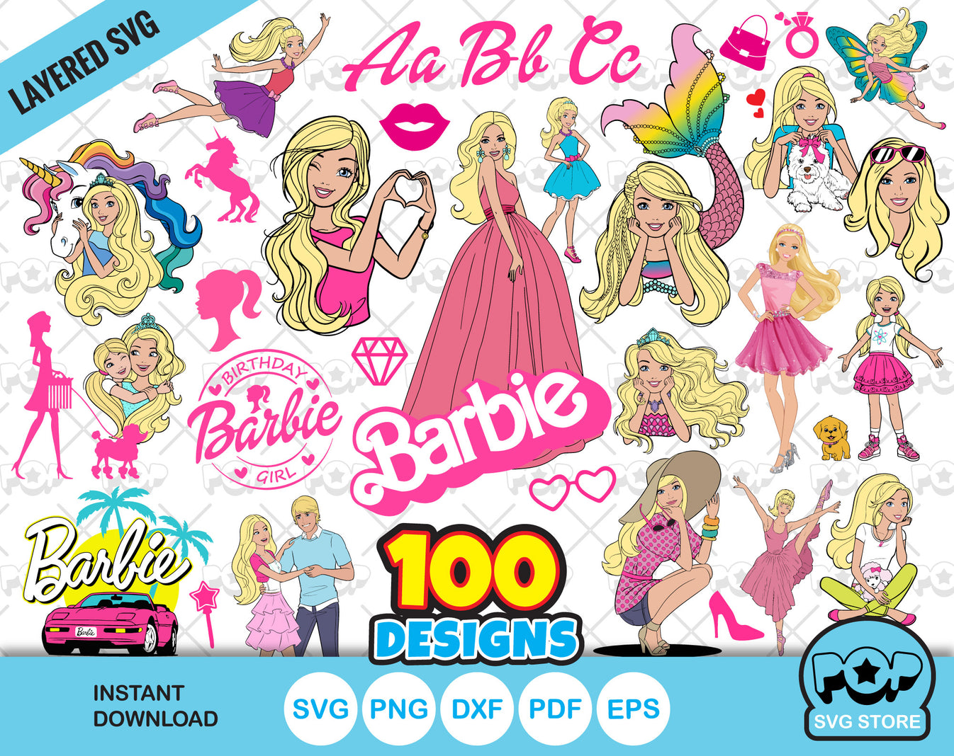 Barbie clipart bundle + alphabet, Barbie svg cut files for Cricut ...