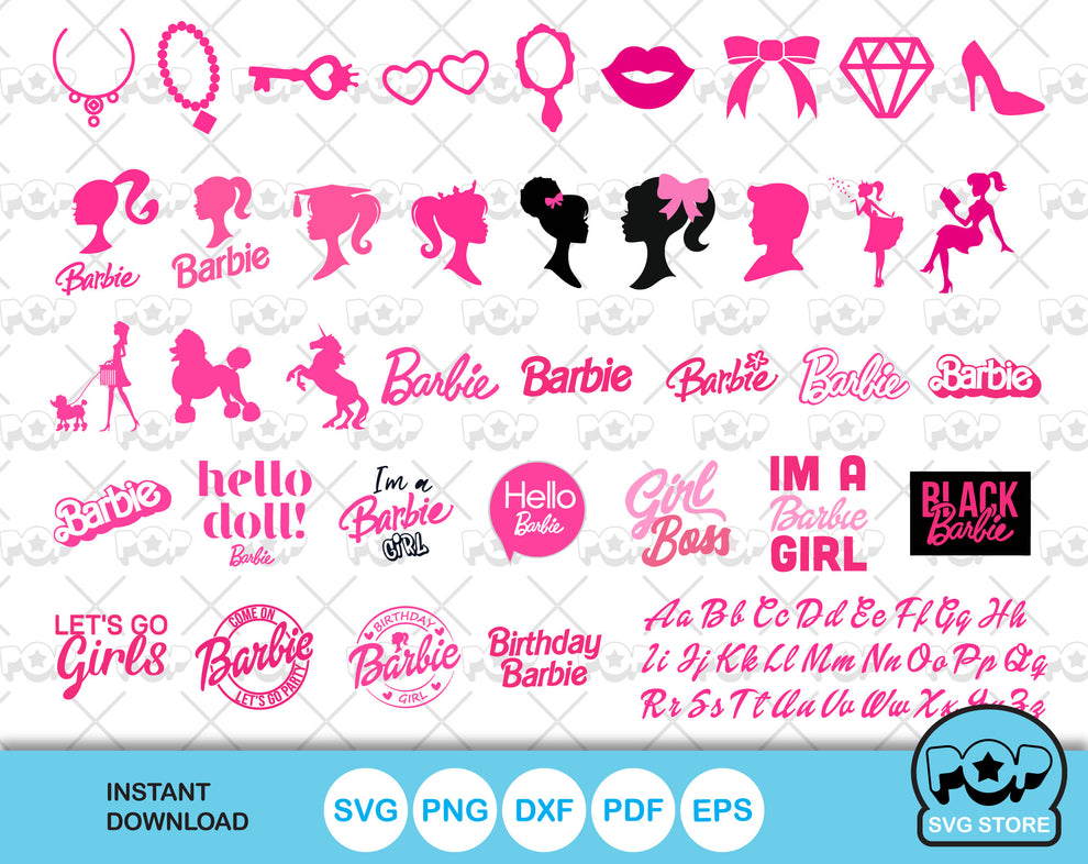 Barbie clipart bundle + alphabet, Barbie svg cut files for Cricut ...