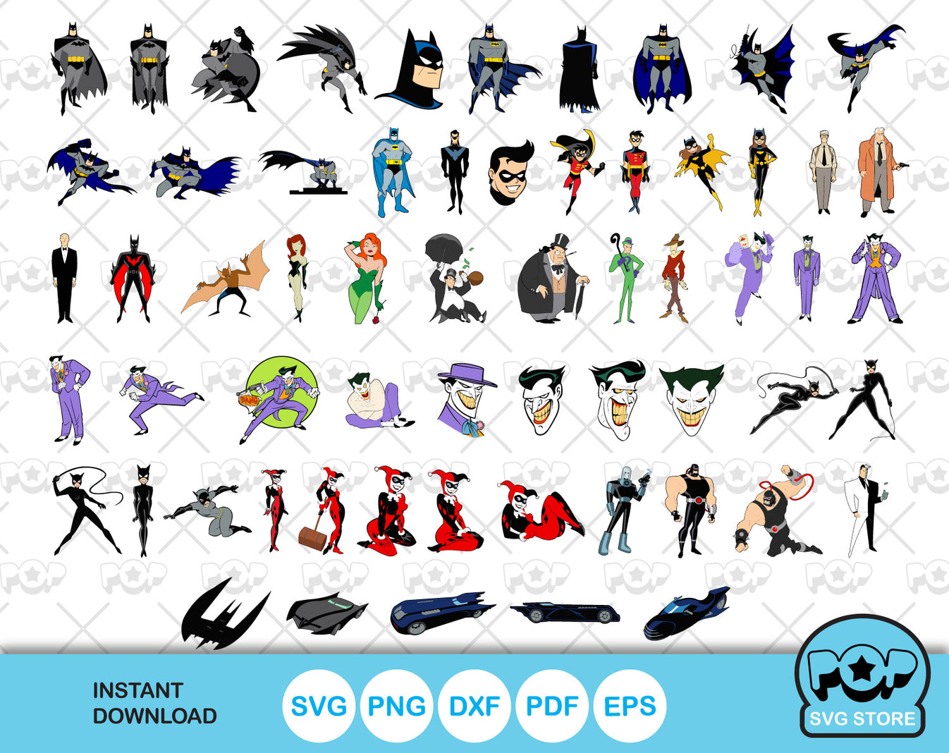 Batman 100 cliparts bundle, Batman SVG cut files for Cricut / Silhouet ...