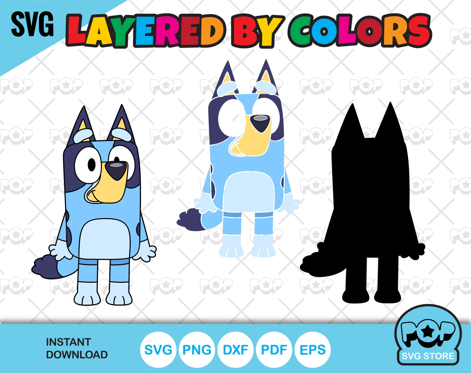 Bluey basic clipart set, Bluey SVG cutting files for cricut silhouette ...