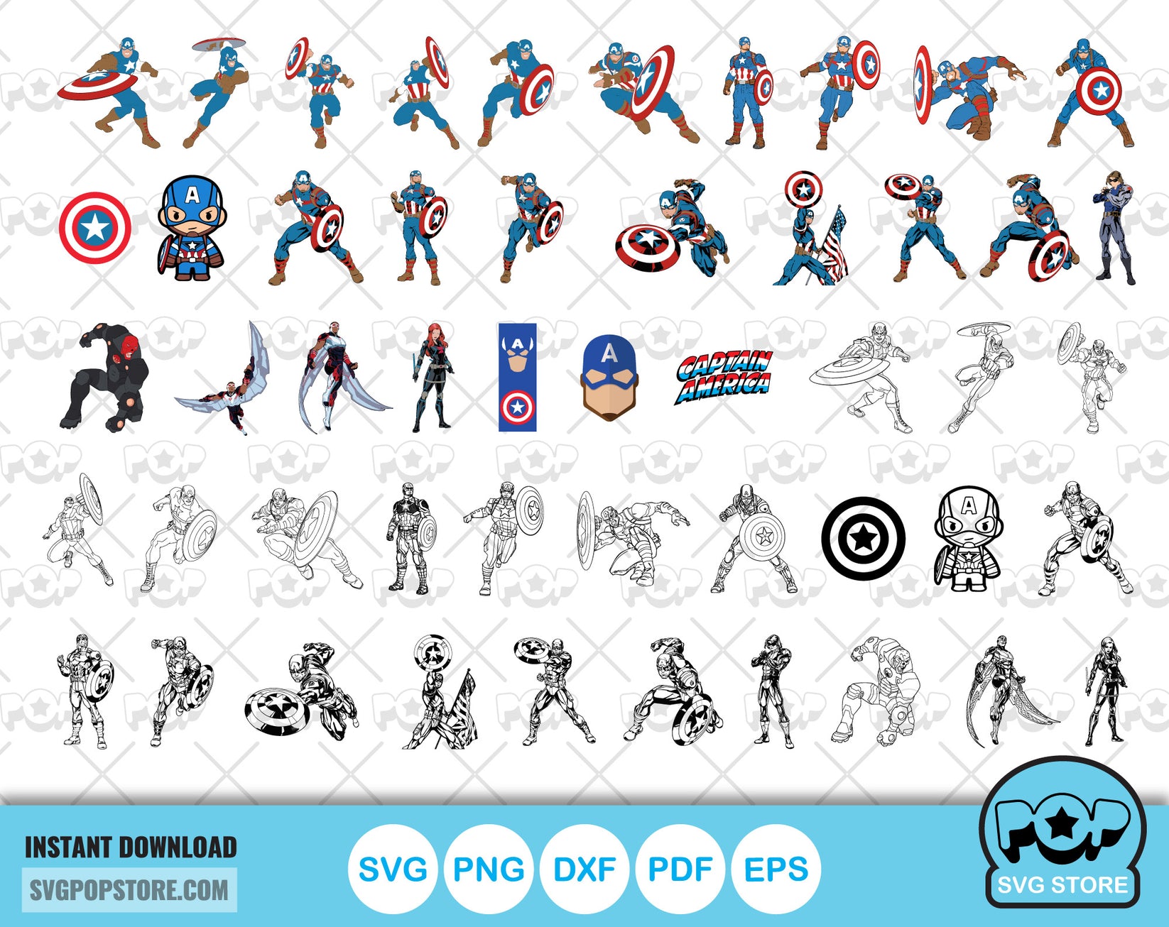 Captain America clipart bundle, Captain America SVG cut files for Cric ...