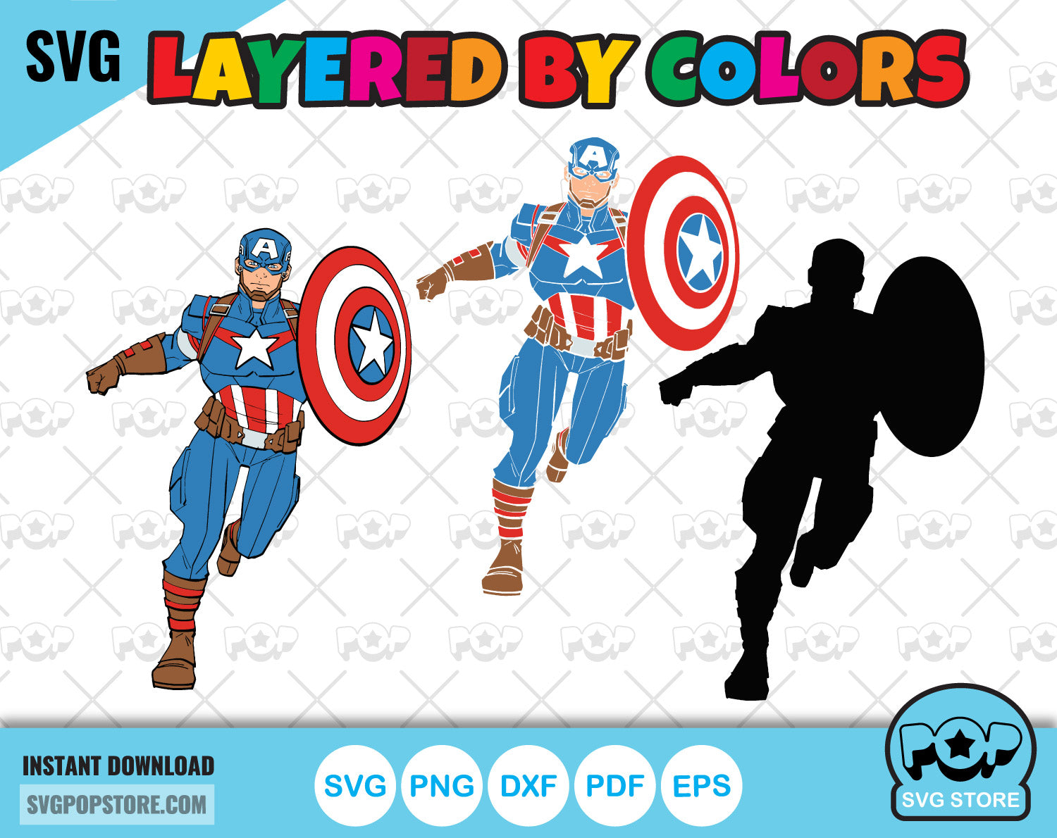 Captain America clipart set, Captain America SVG cut files for Cricut ...