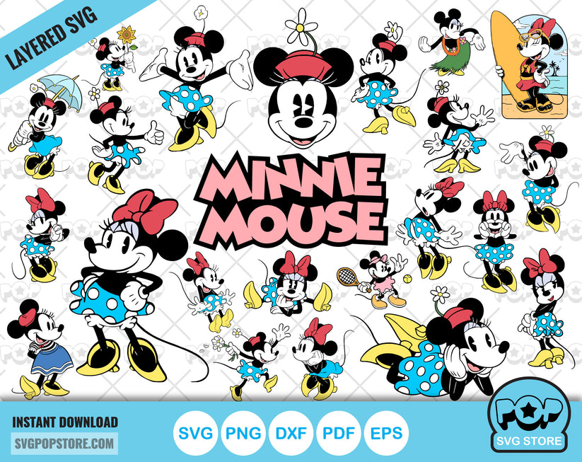 Classic Minnie Mouse clipart bundle, svg cut files for Cricut ...