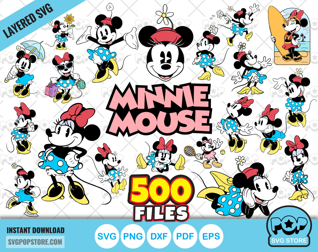 Classic Minnie Mouse BIG BUNDLE 500 files, svg cut files for Cricut ...