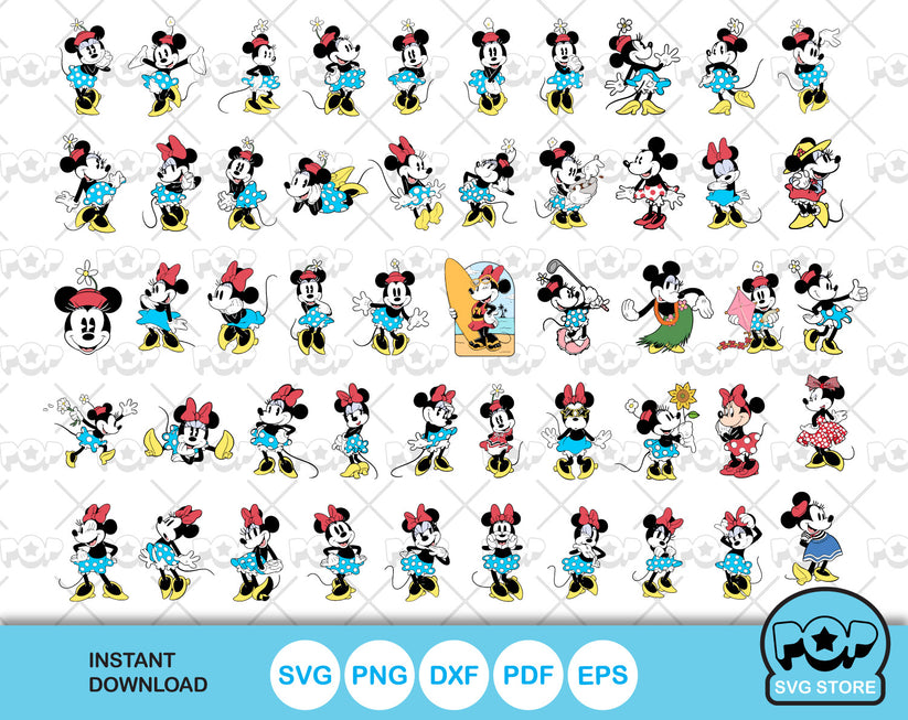 Classic Minnie Mouse 100 cliparts bundle, svg cut files for Cricut ...