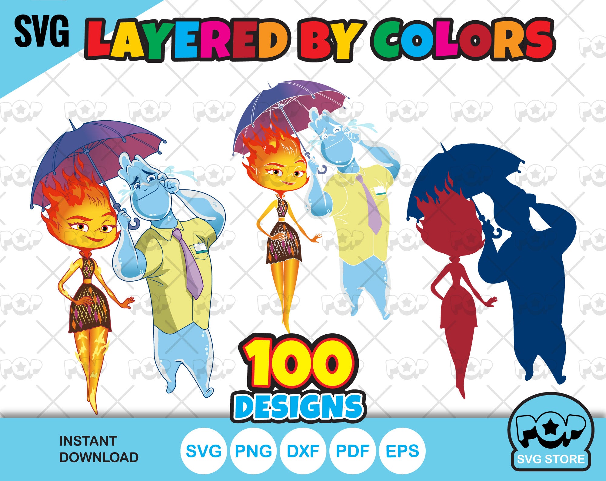 Disney Elemental clipart set, Elemental svg cut files for Cricut / Sil ...