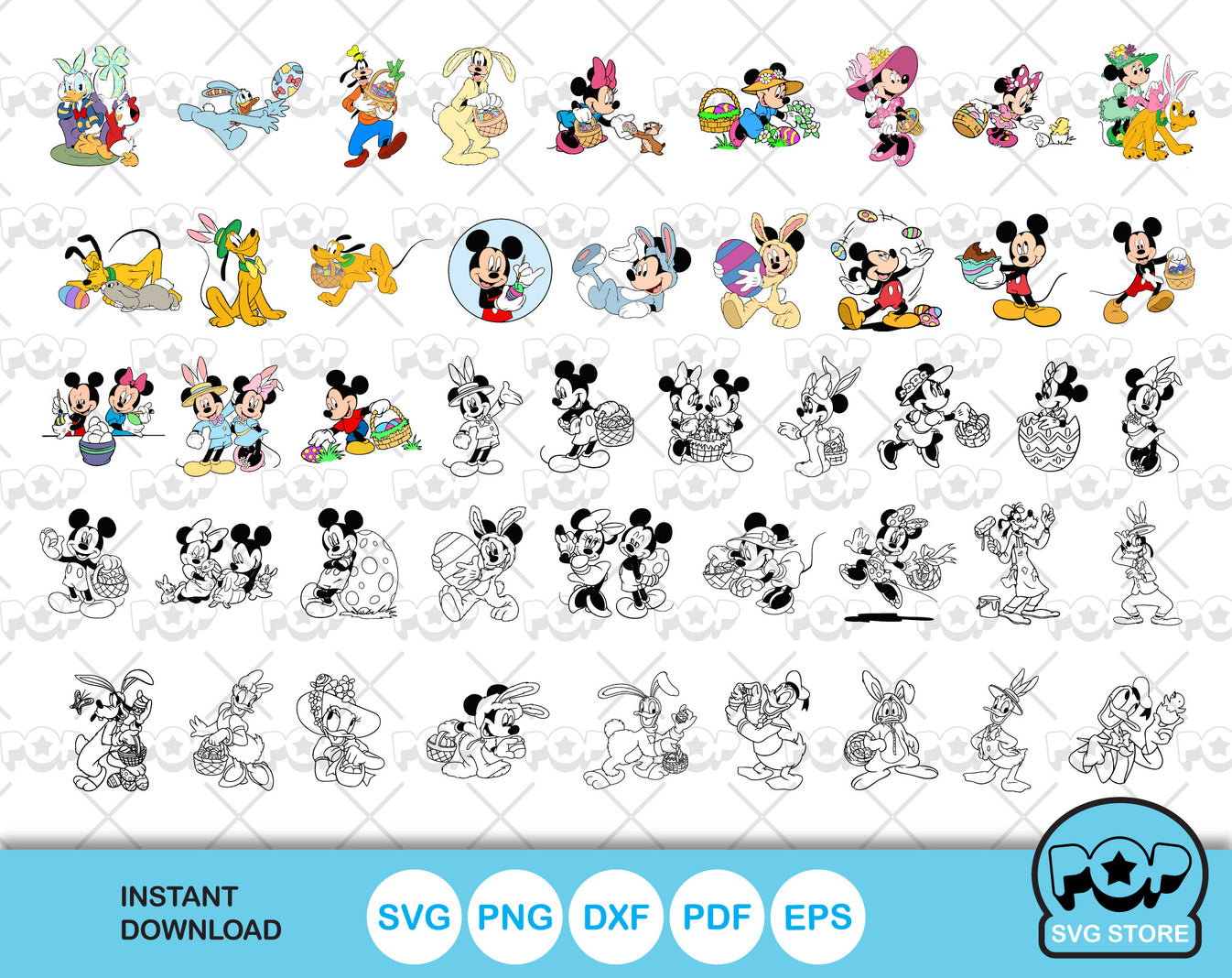 Mickey and Friends Easter clipart bundle, Disney Easter SVG cut files ...
