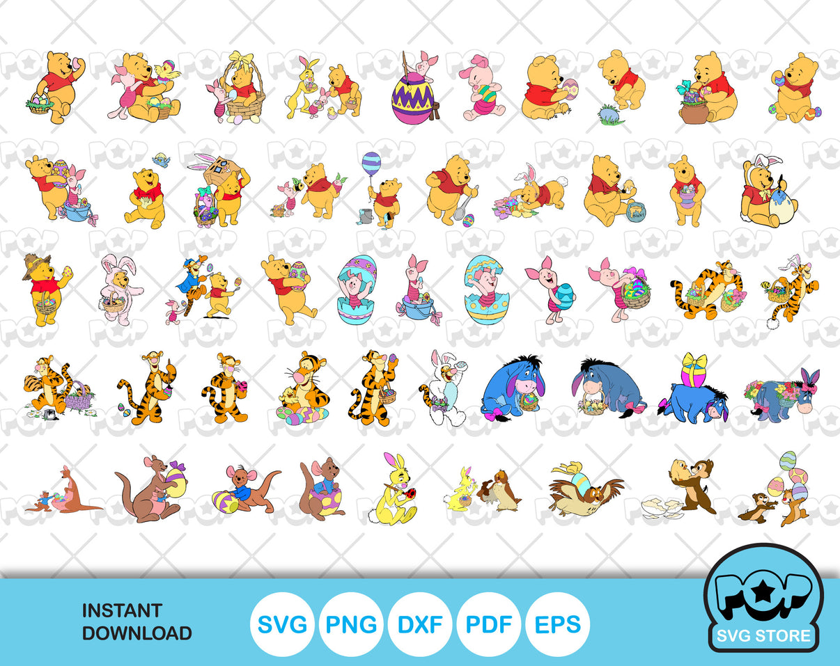 Pooh and Friends Easter clipart set, Disney Easter SVG cut files for C ...