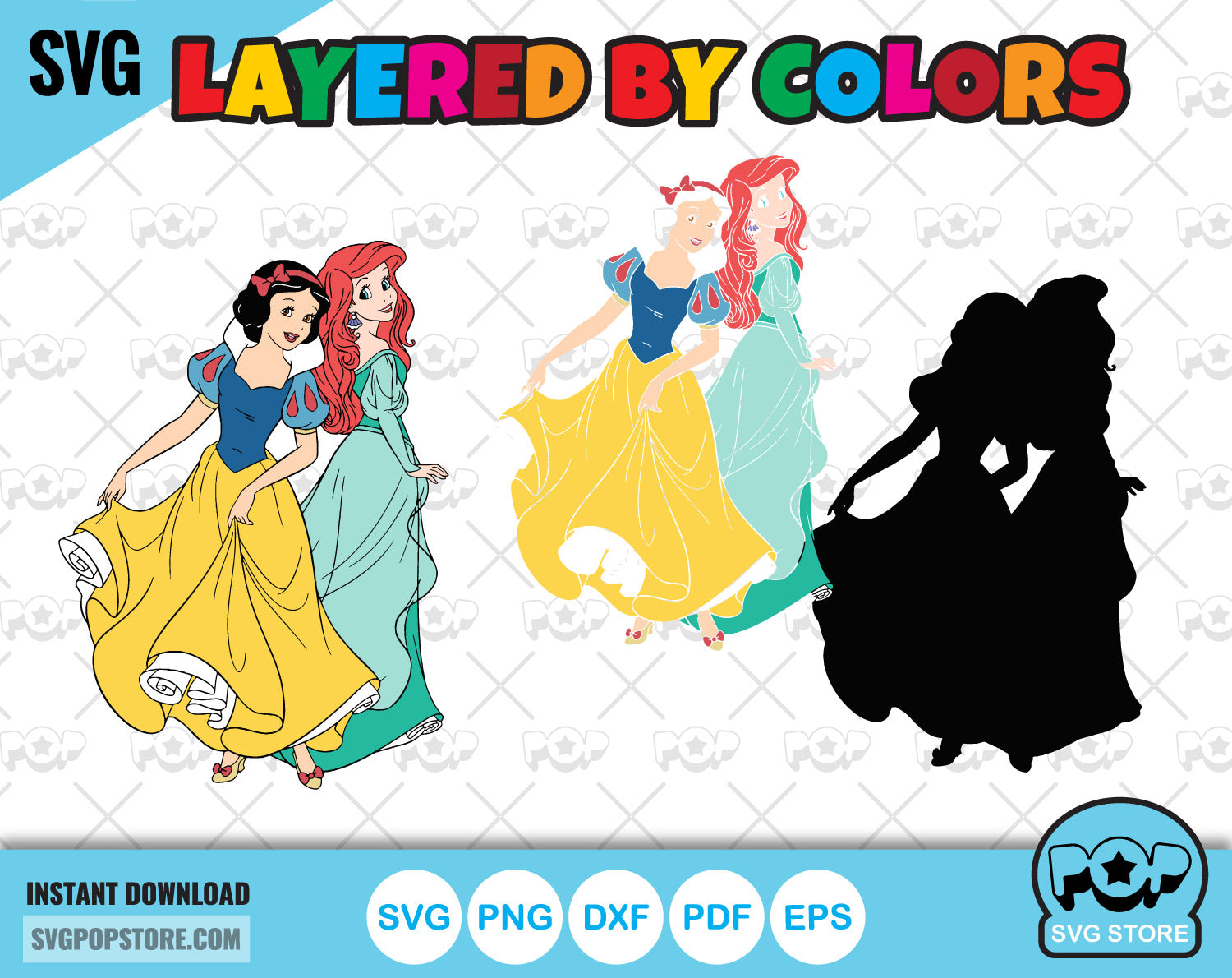 Classic Princesses clipart bundle, Disney Princess svg cut files for C ...