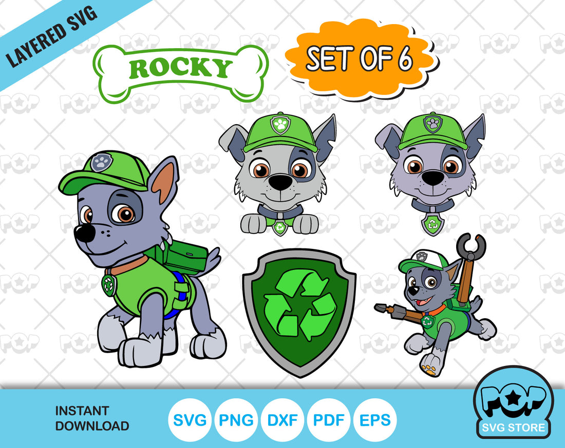 Rocky 6 cliparts bundle, Paw Patrol SVG cut files for cricut silhouette ...