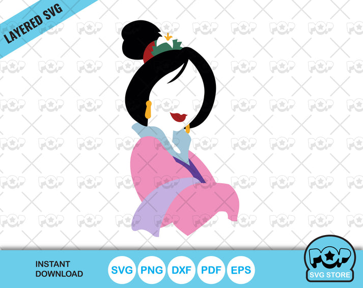Princess Mulan clipart, Mulan SVG cutting files for cricut silhouette ...