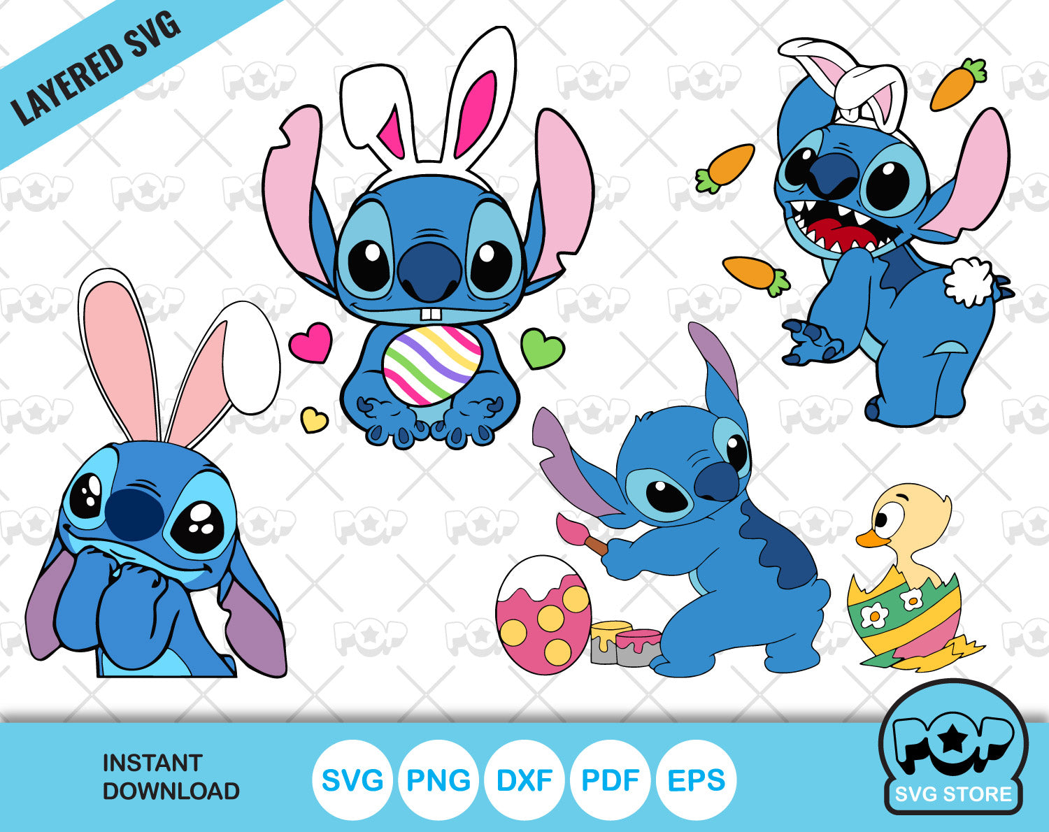 Stitch Easter clipart set, Disney Easter SVG cut files for Cricut / Si ...
