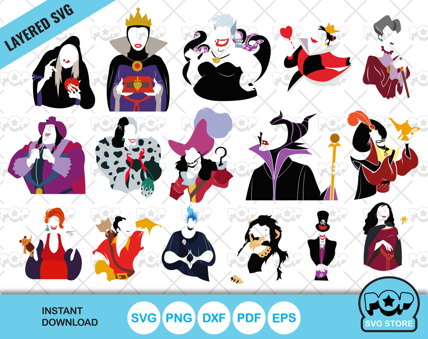 Disney Villains clipart bundle, SVG cutting files for cricut silhouette ...