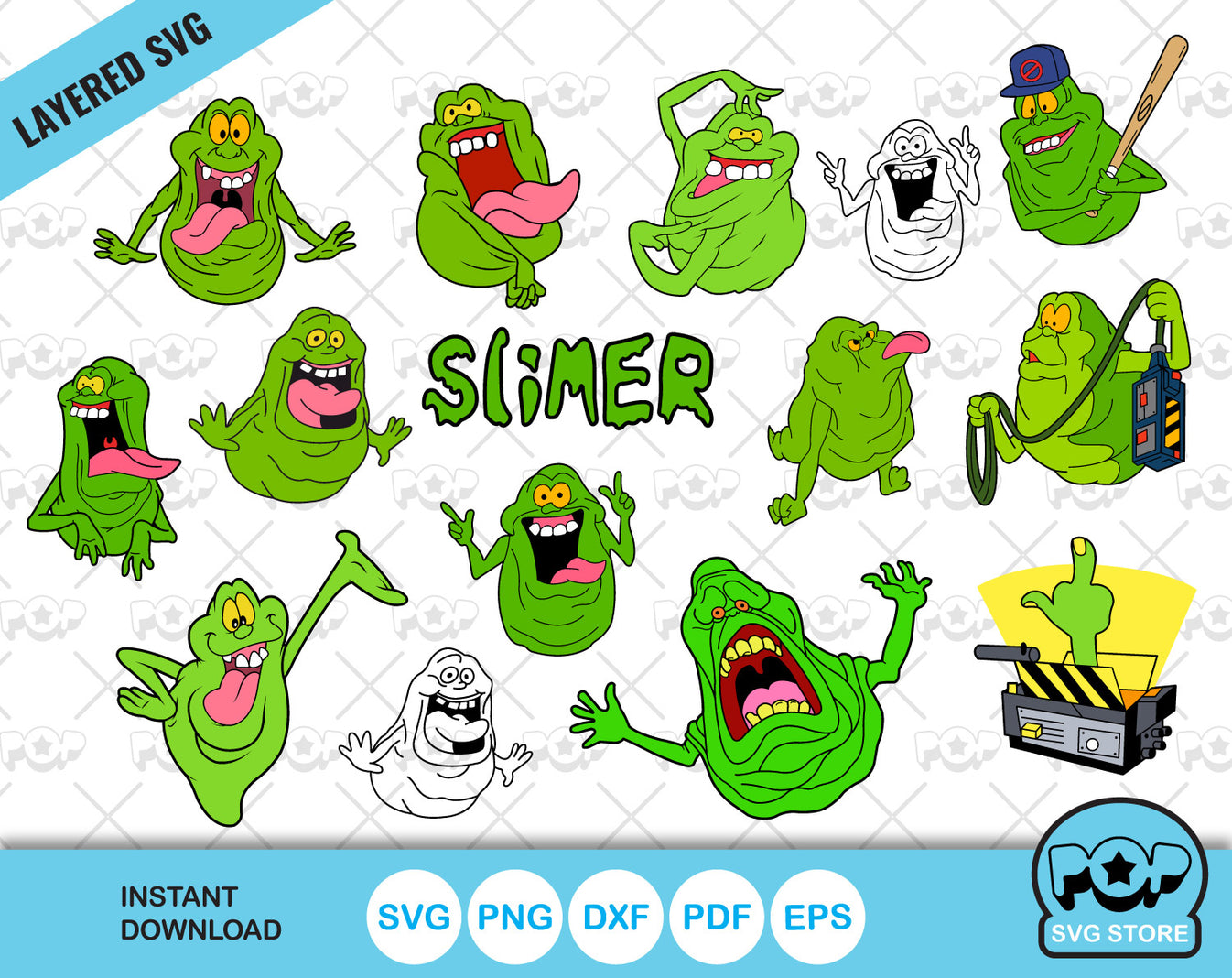 Ghostbusters Slimer clipart bundle, SVG cut files for cricut silhouette ...