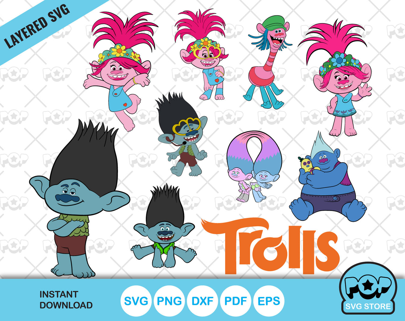 Trolls clipart bundle, Trolls SVG cutting files for cricut silhouette ...