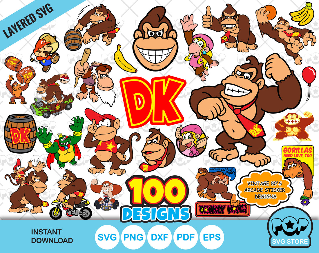 Donkey Kong clipart bundle, Donkey Kong svg cut files for Cricut ...