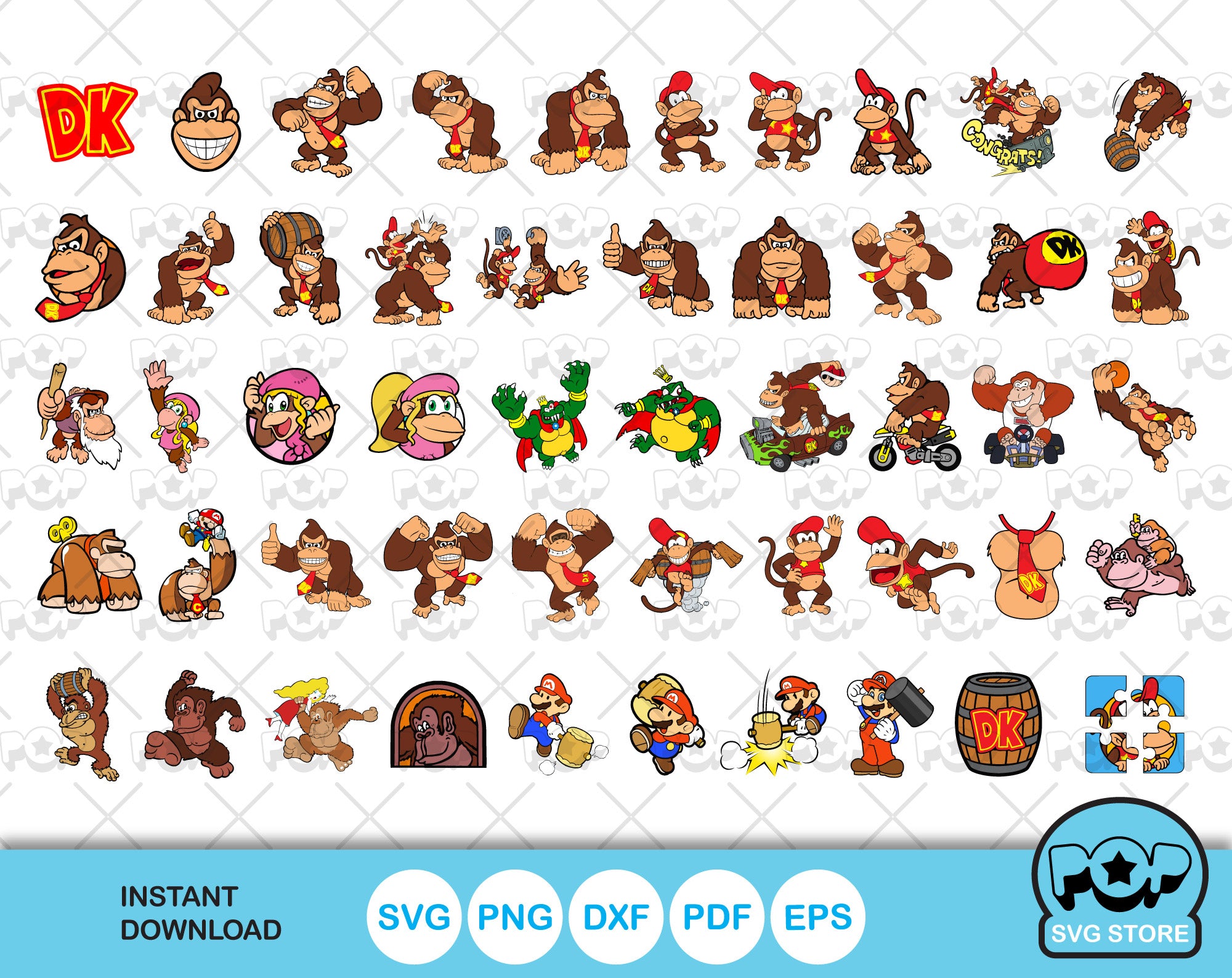 Donkey Kong clipart bundle, Donkey Kong svg cut files for Cricut ...