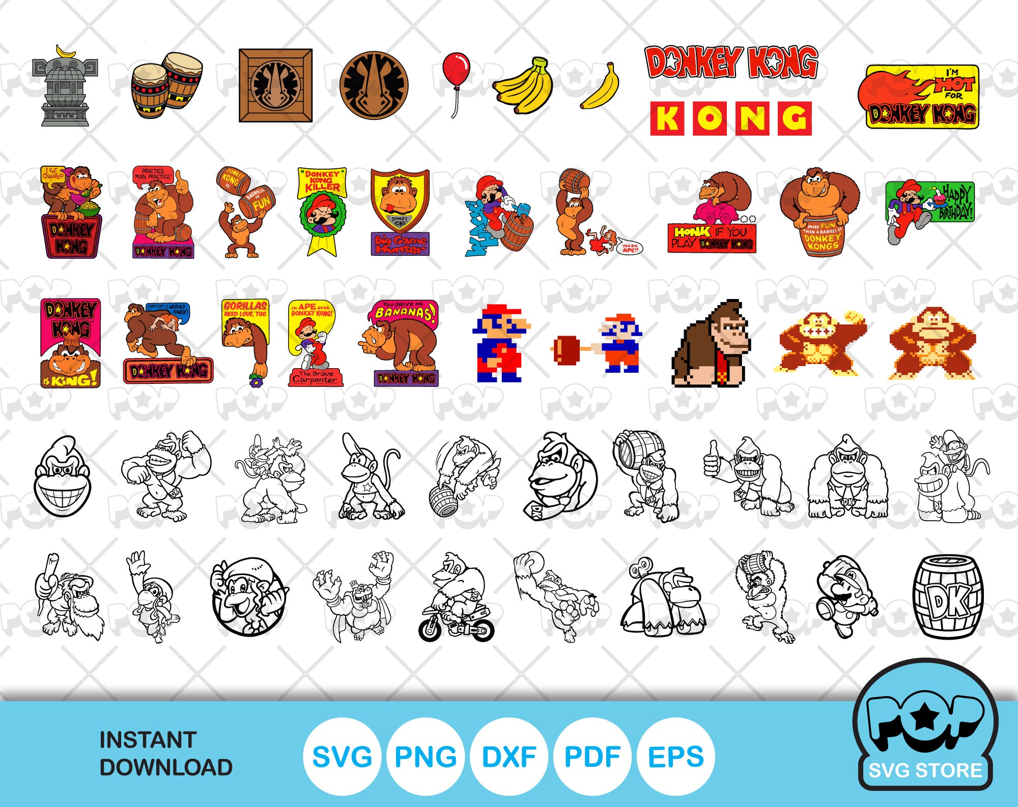 Donkey Kong clipart bundle, Donkey Kong svg cut files for Cricut ...