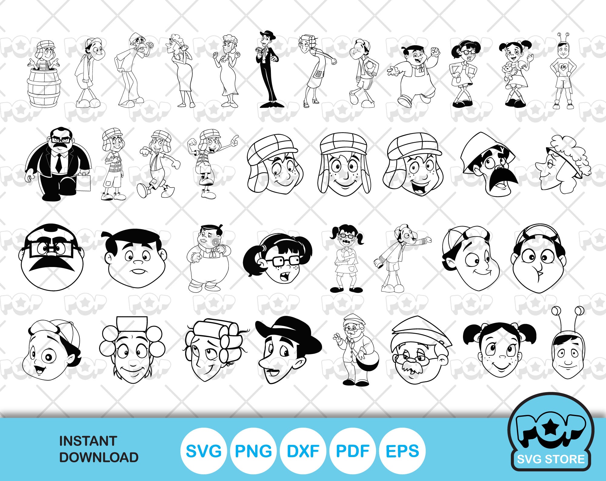 El Chavo Del Ocho clipart set, El Chavo SVG cut files for Cricut / Sil ...