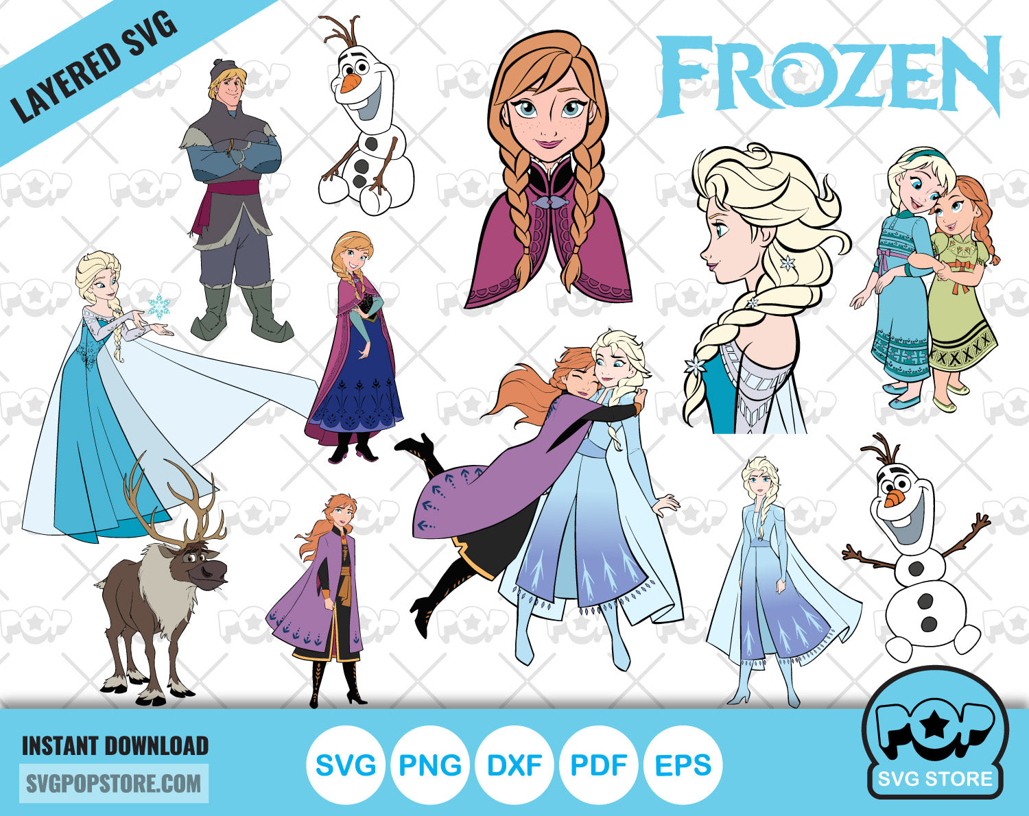 Disney Frozen clipart set, Frozen SVG cut files for Cricut / Silhouett ...