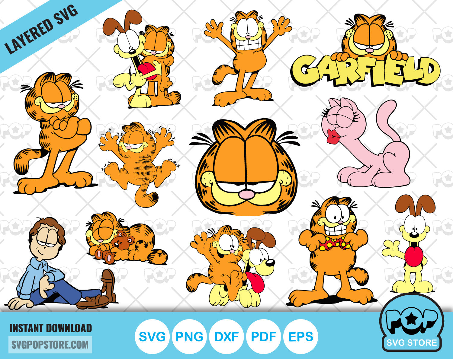 Garfield clipart set, Garfield SVG cut files for Cricut / Silhouette ...