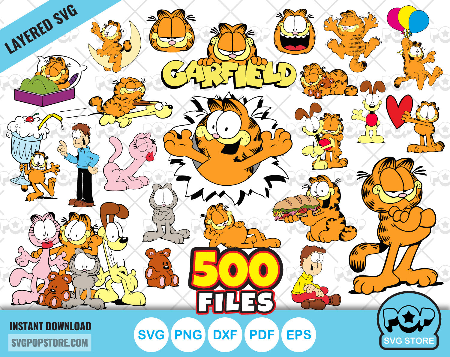 Garfield BIG BUNDLE 500 files, Garfield SVG cut files for Cricut / Sil ...