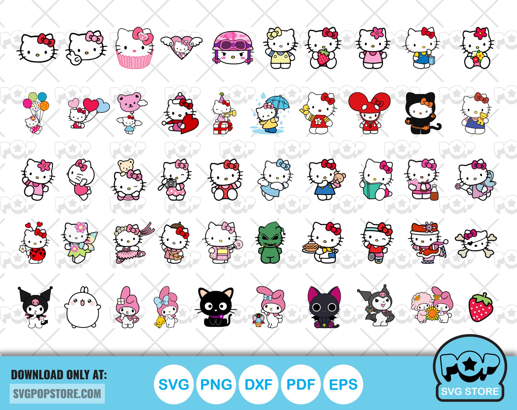 Hello Kitty clipart bundle, Hello Kitty svg cut files for Cricut / Sil ...