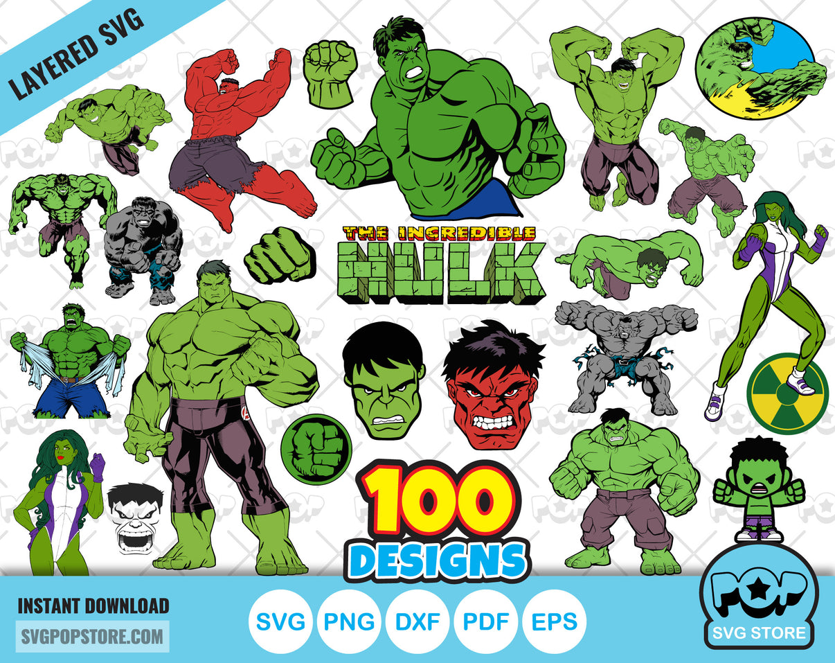 Hulk 100 cliparts bundle, Hulk SVG cut files for Cricut / Silhouette ...