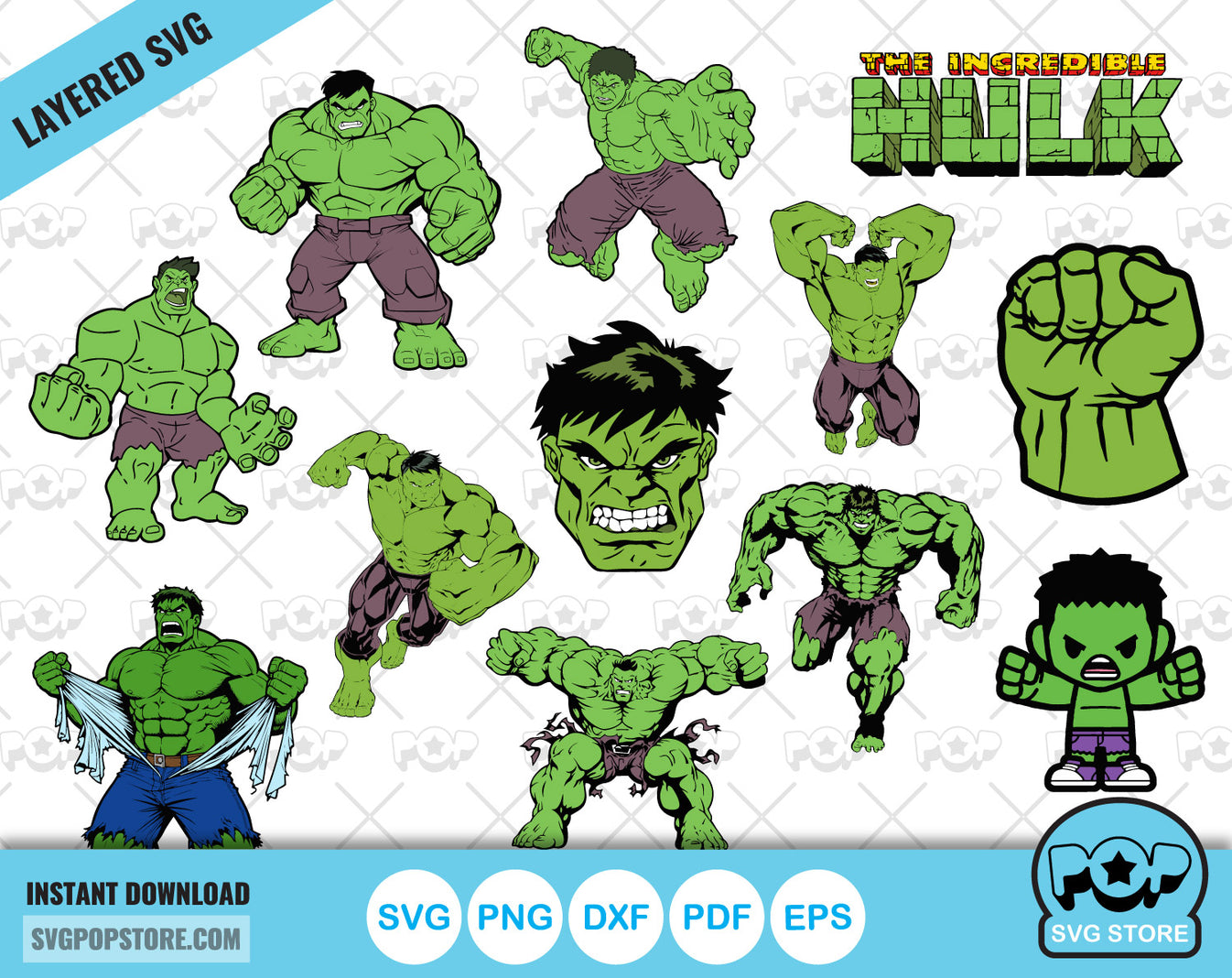 Hulk clipart set, Hulk SVG cut files for Cricut / Silhouette, The Incr ...