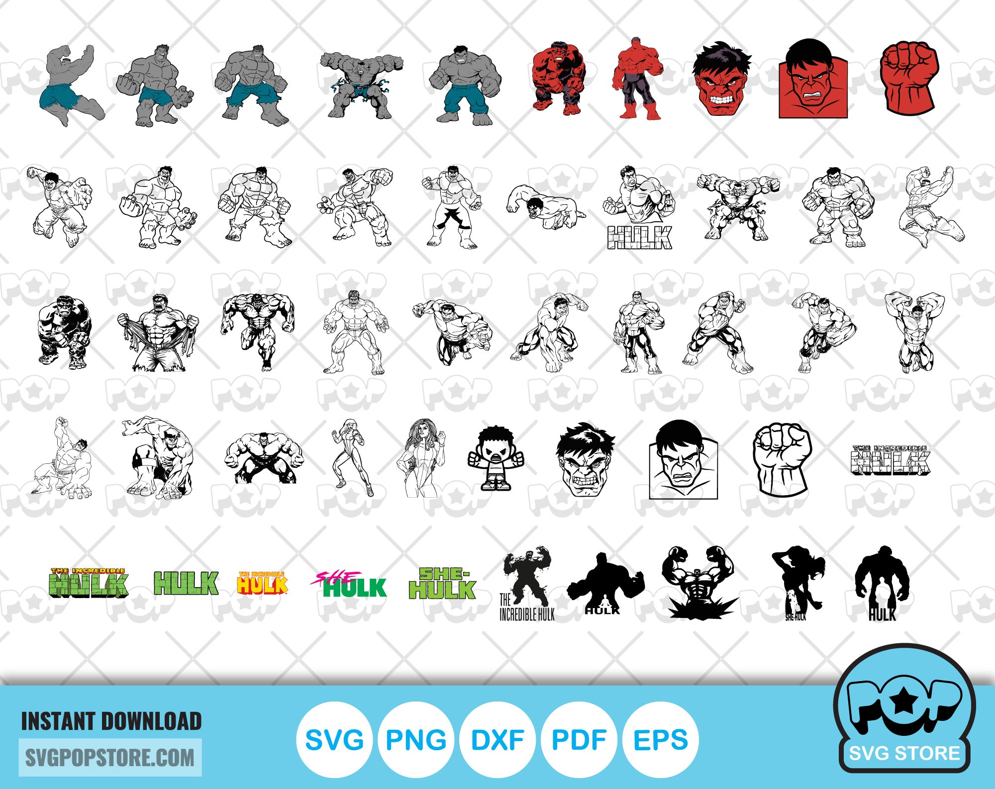 Hulk 100 cliparts bundle, Hulk SVG cut files for Cricut / Silhouette ...