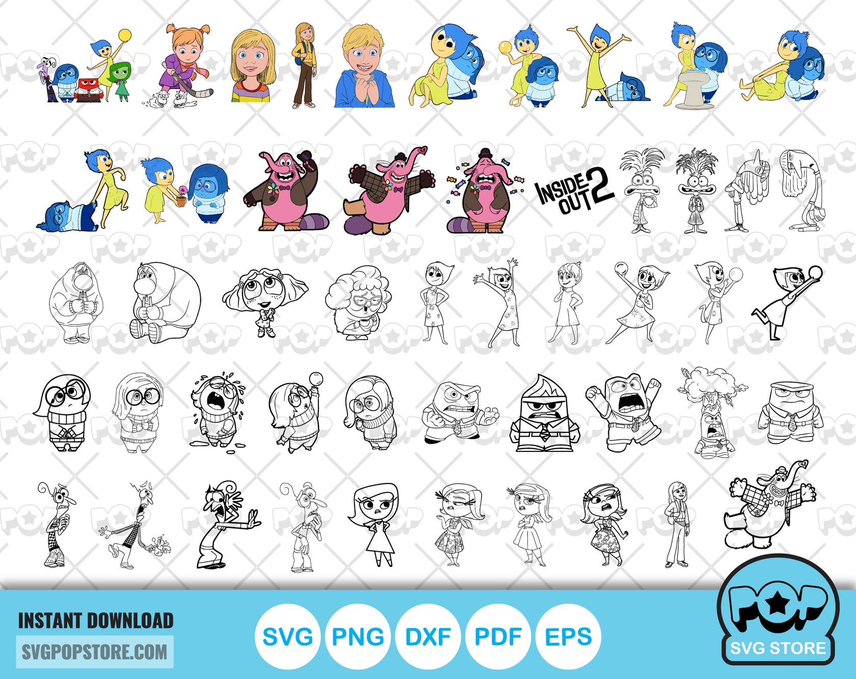 Inside Out 2 100 cliparts bundle, Inside Out svg cut files for Cricut ...