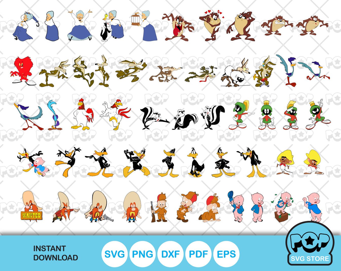 Looney Tunes 100 Cliparts Bundle Svg Cut Files For Cricut Silhouette