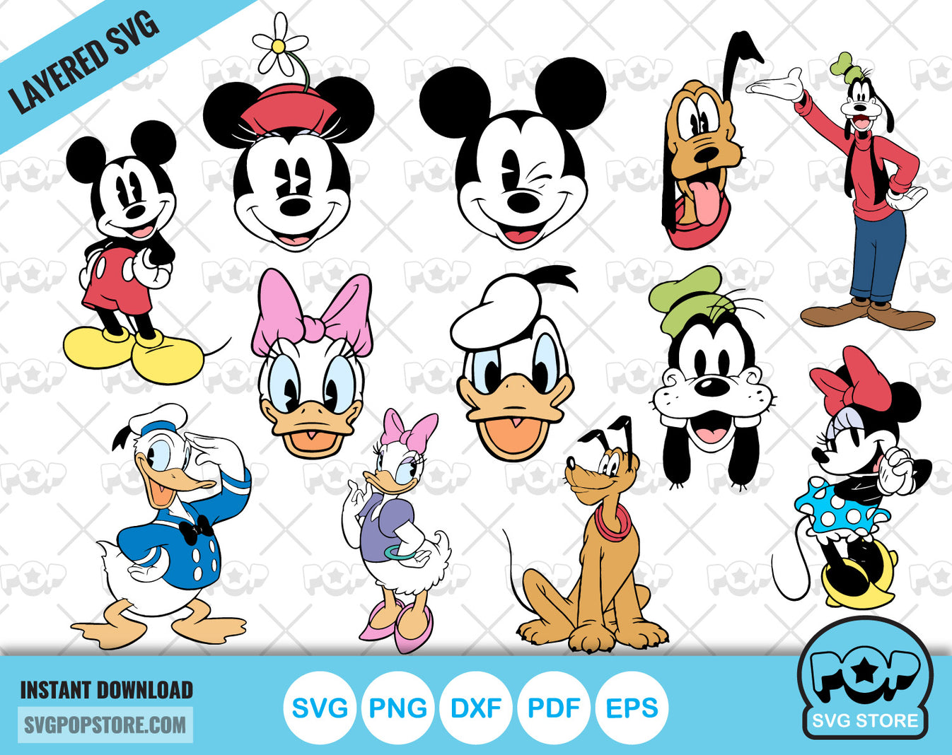 Classic Mickey and Friends clipart set, svg cut files for Cricut ...