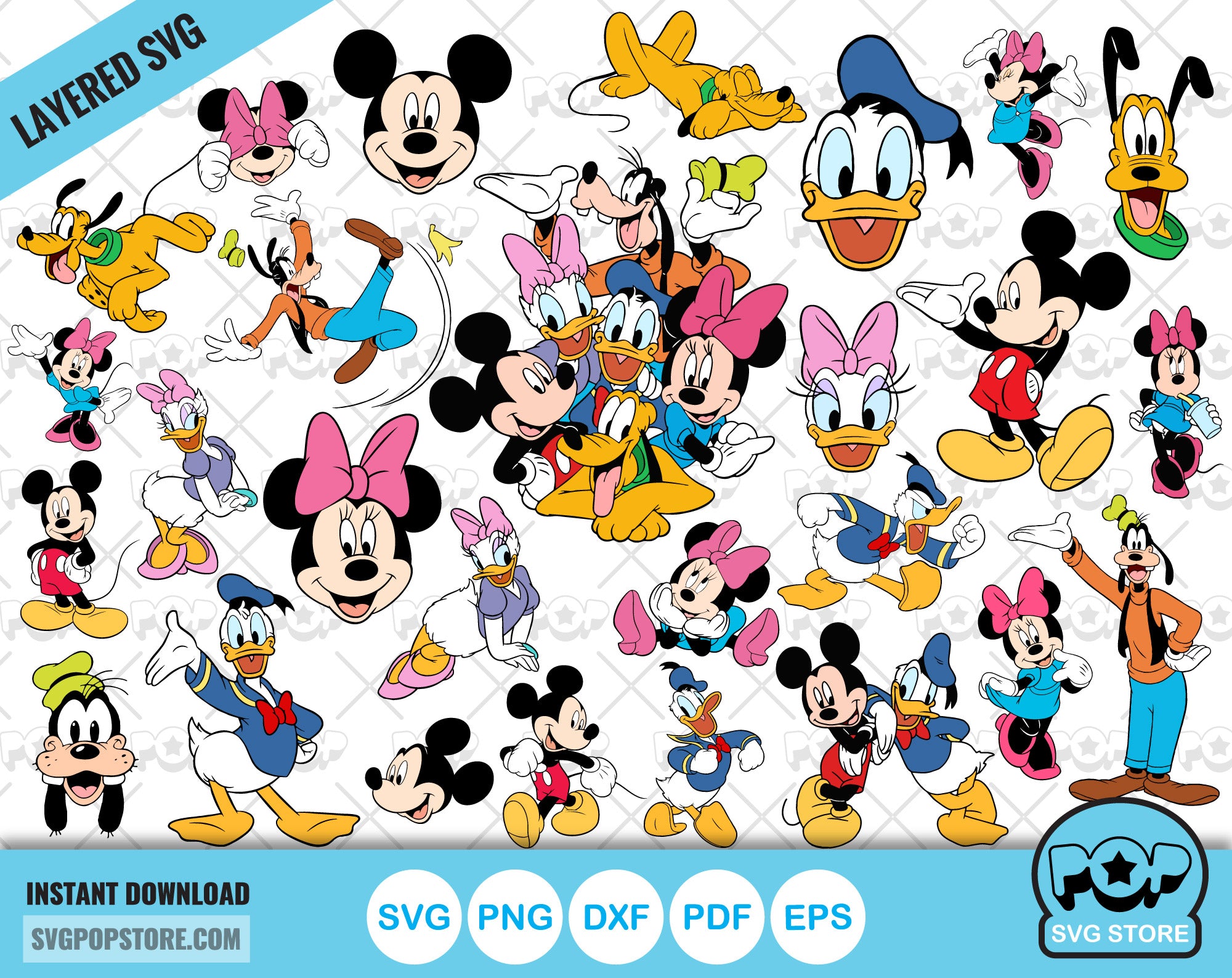 Mickey and Friends 50 cliparts bundle, svg cut files for Cricut ...