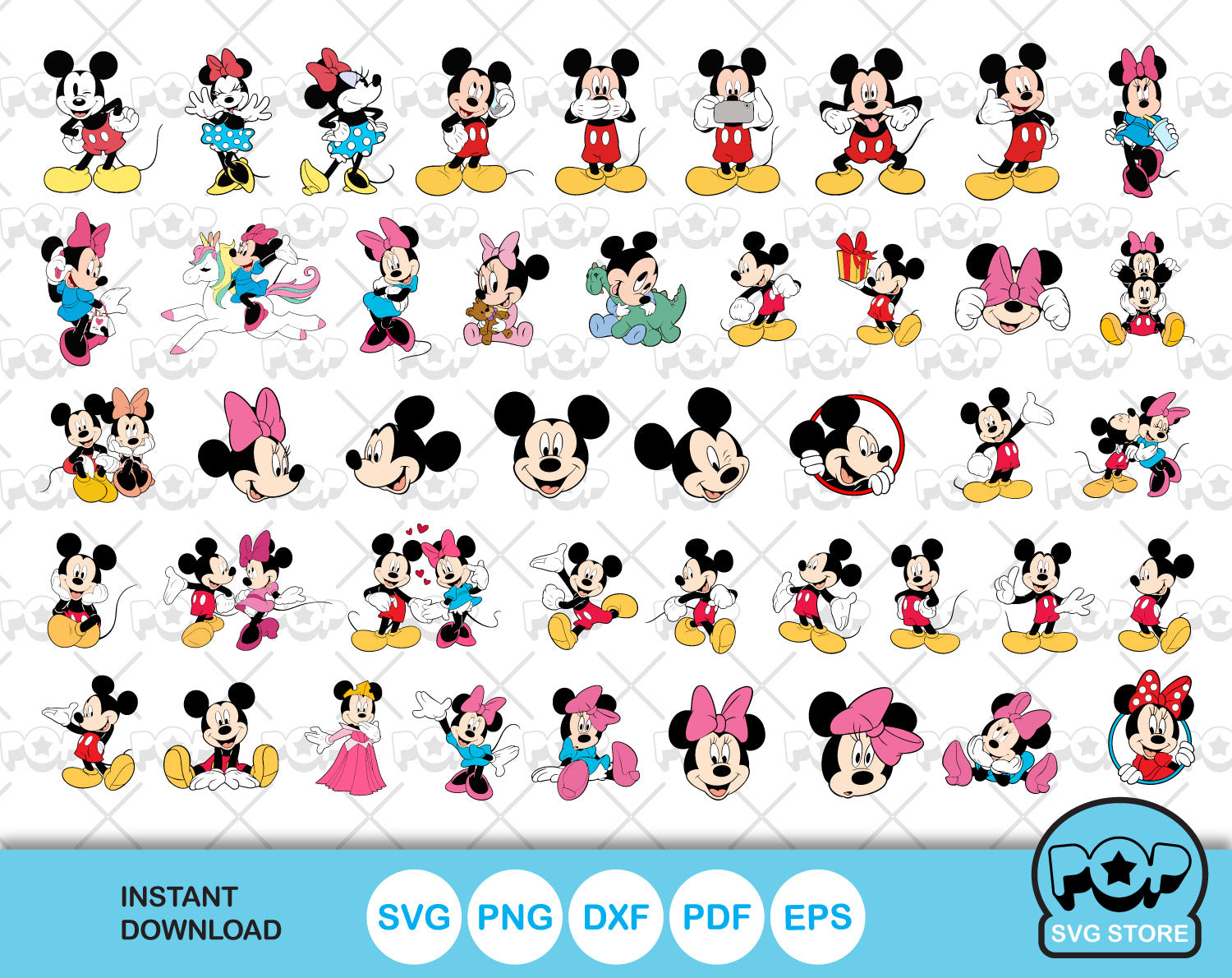 Mickey and Minnie clipart set, Disney SVG cut files for Cricut / Silho ...