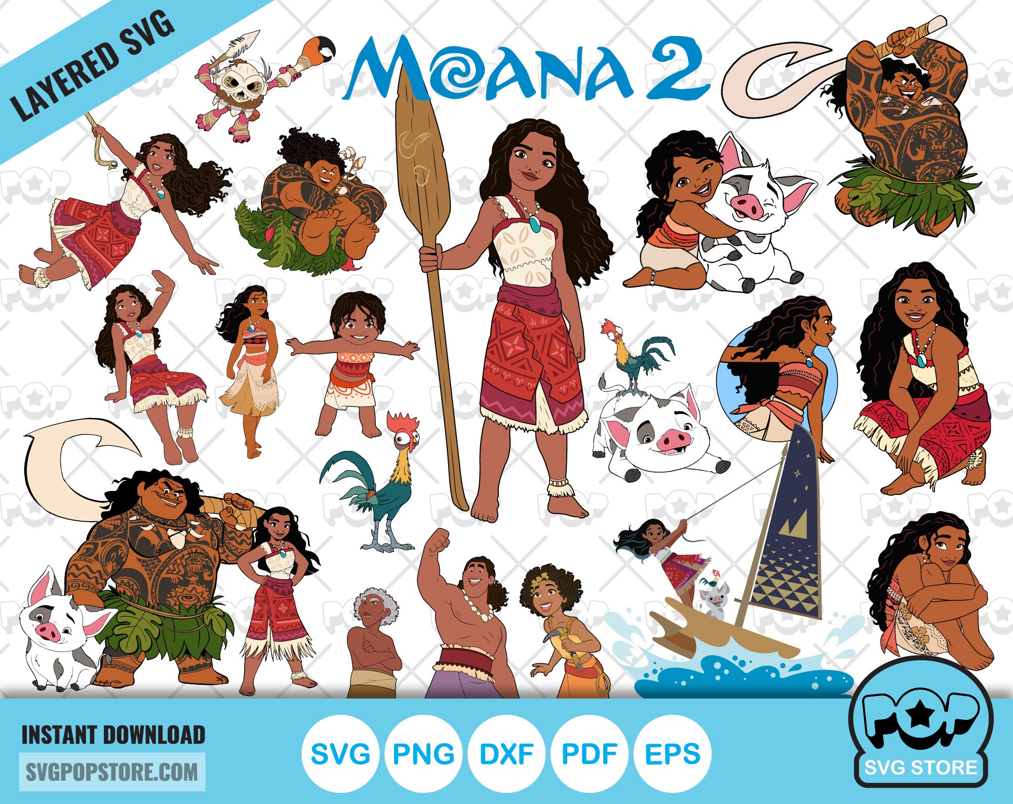 Moana 2 clipart bundle, Moana 2 svg cut files for Cricut / Silhouette ...