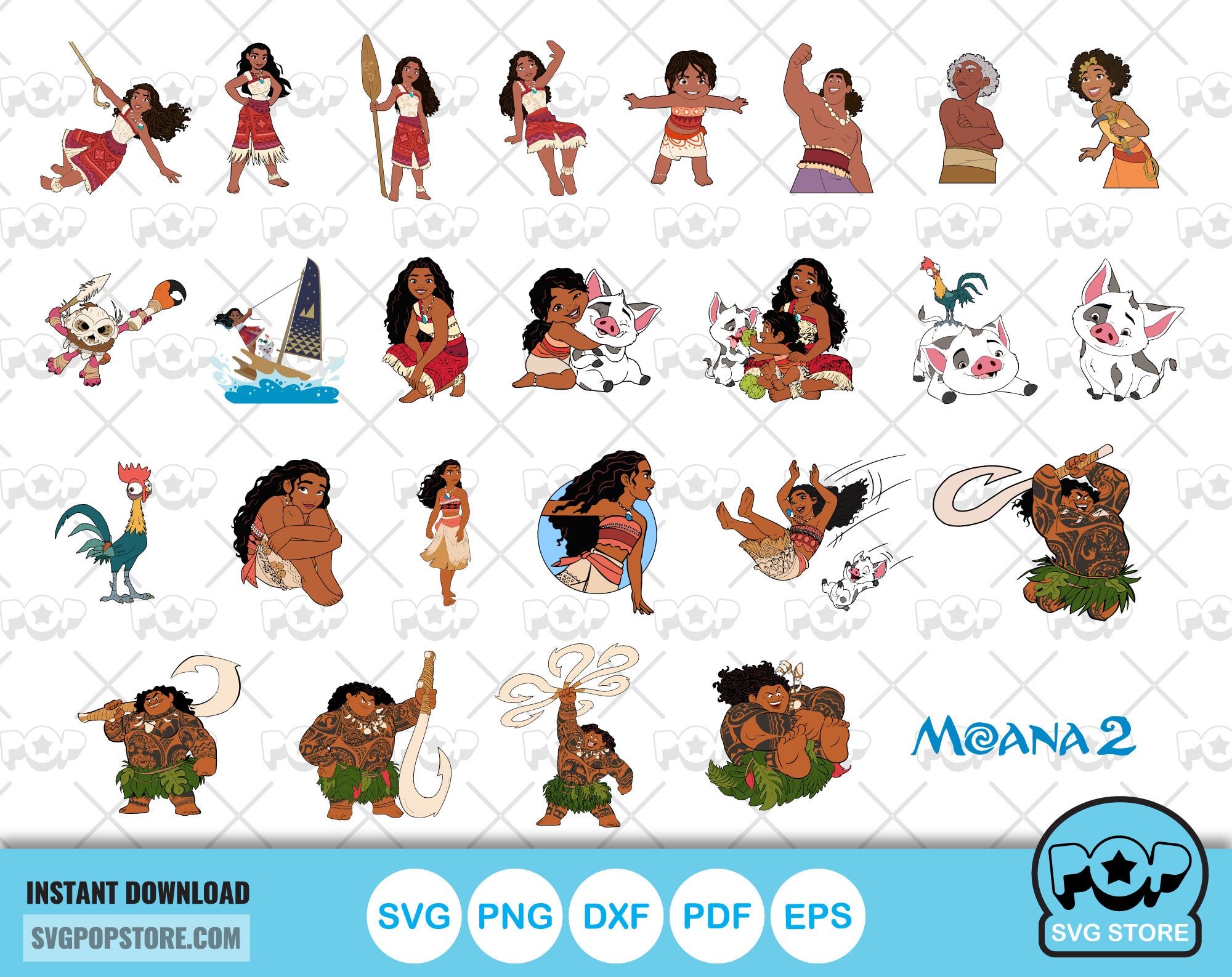Moana 2 clipart bundle, Moana 2 svg cut files for Cricut / Silhouette ...