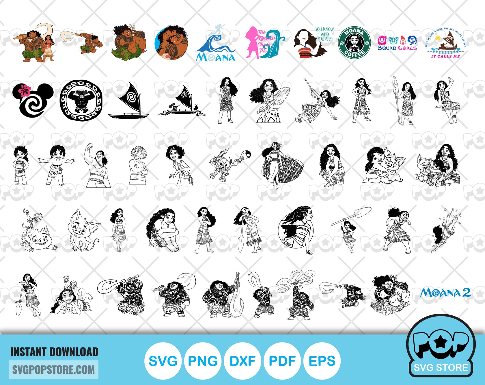 Moana 2 clipart bundle, Moana 2 svg cut files for Cricut / Silhouette ...