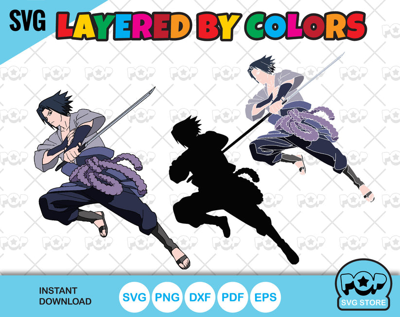 Naruto Cliparts - Sasuke Uchiha Clipart Set, Sasuke SVG cut files for ...