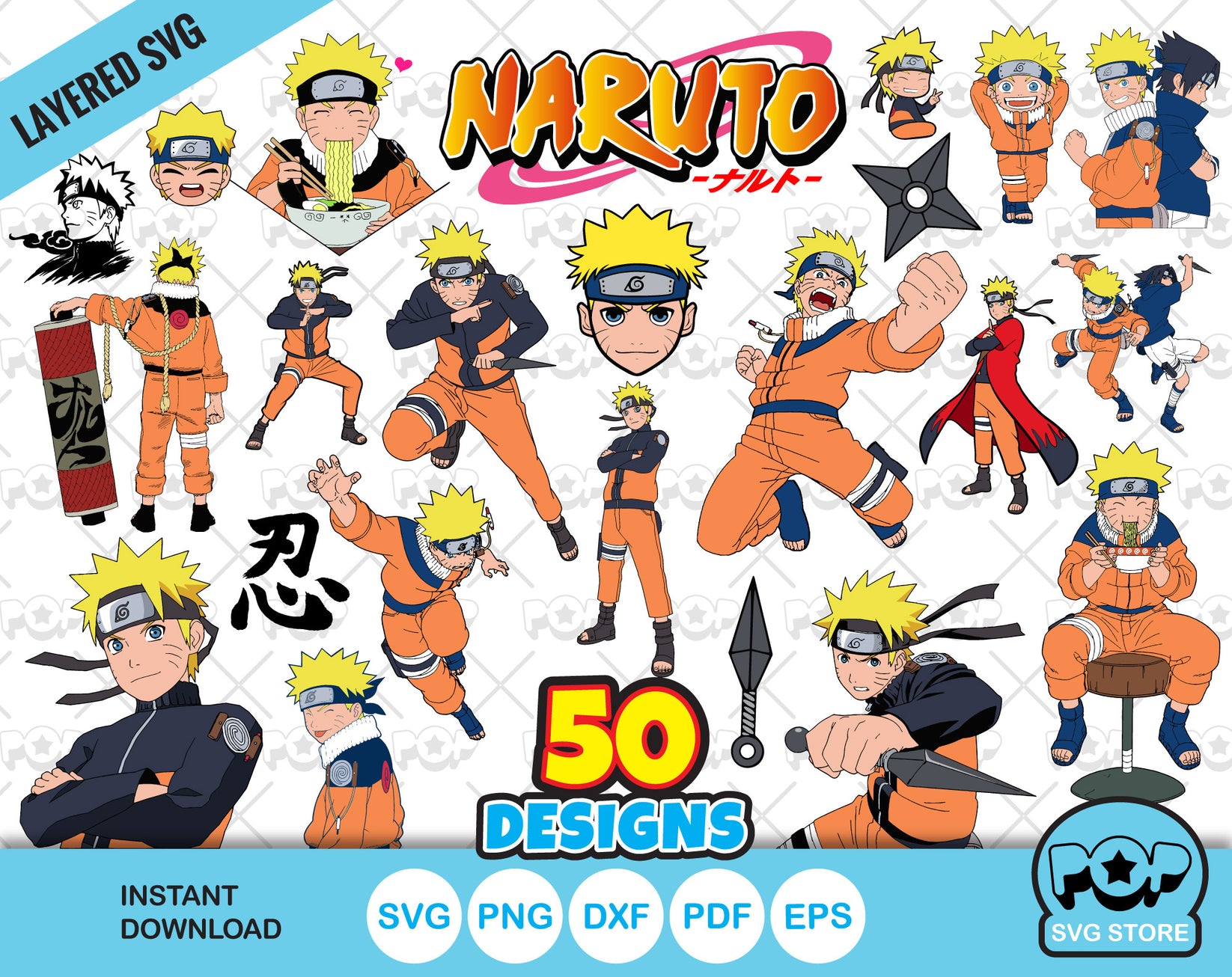 Naruto clipart set, Naruto SVG cutting files for Cricut / Silhouette ...