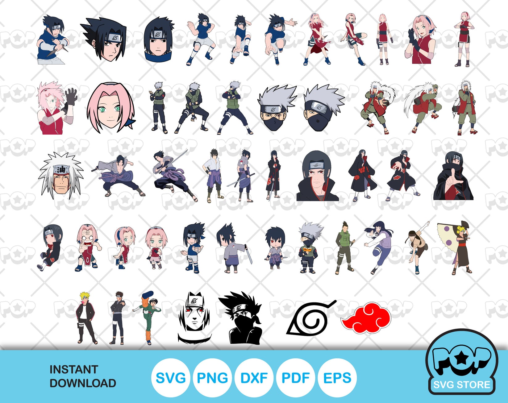 Naruto 100 Cliparts Bundle, Naruto SVG cut files for Cricut / Silhouet ...