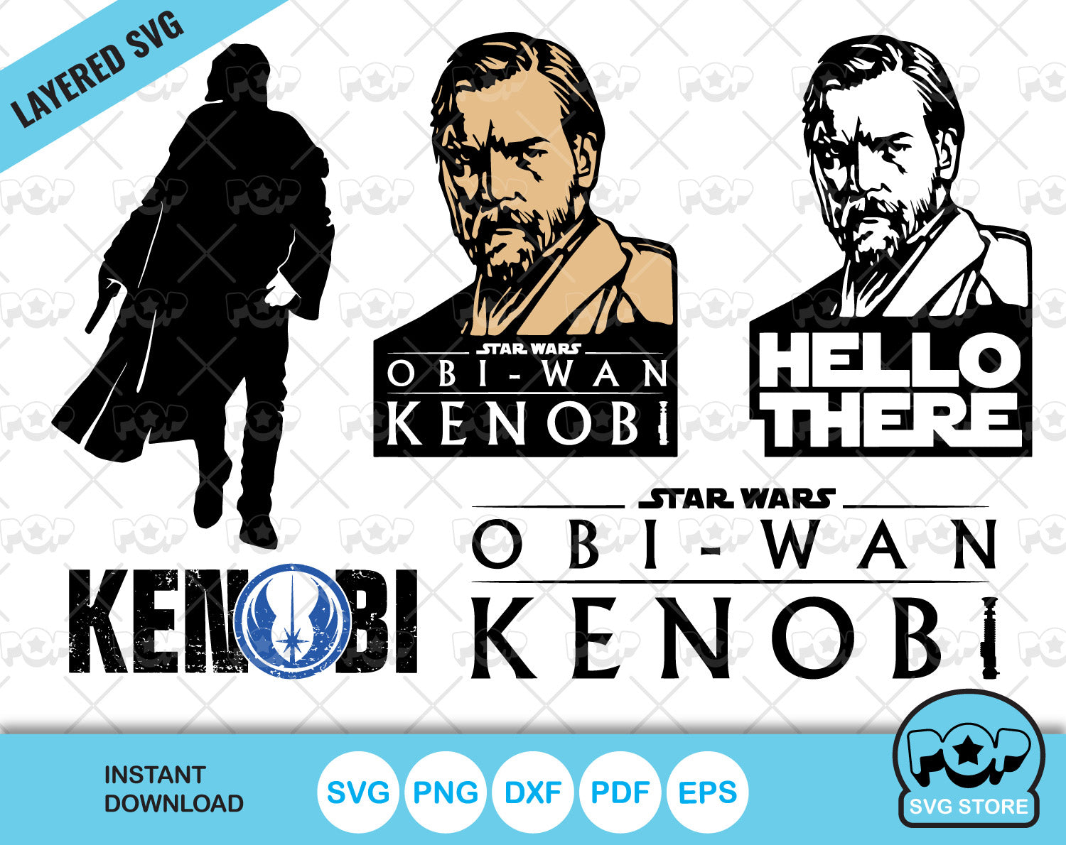 Obi-Wan Kenobi cliparts bundle, Designs for Sublimation, SVG cut files ...