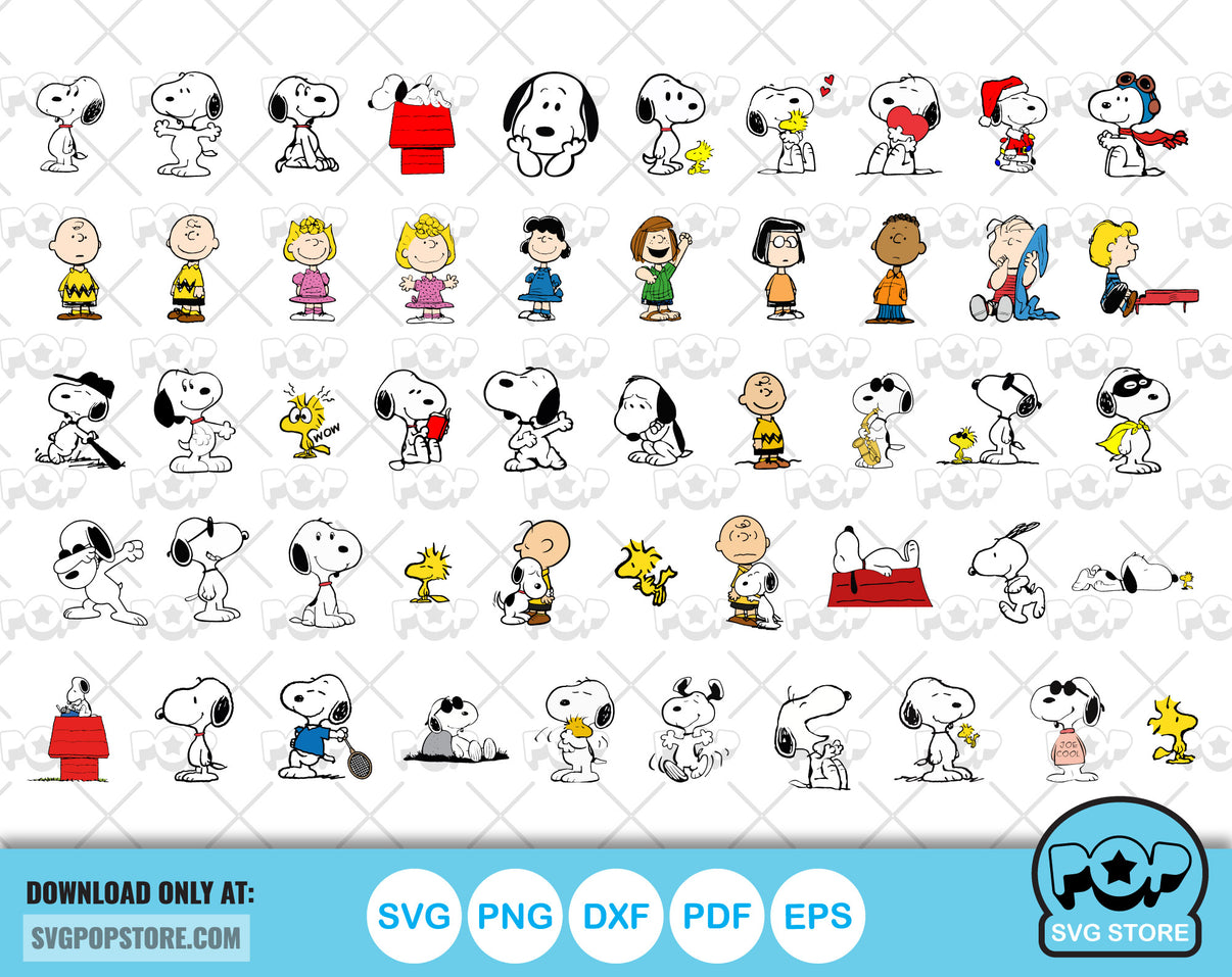 Snoopy and Peanuts 100 cliparts bundle, Snoopy svg cut files for Cricu ...