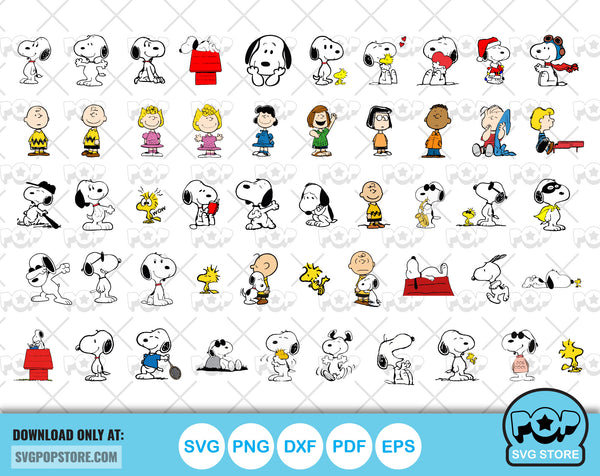 Snoopy and Peanuts 100 cliparts bundle, Snoopy svg cut files for Cricu ...
