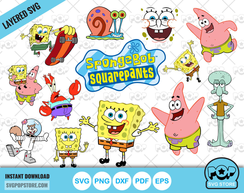 Spongebob Squarepants clipart set, SpongeBob svg cut files for Cricut ...