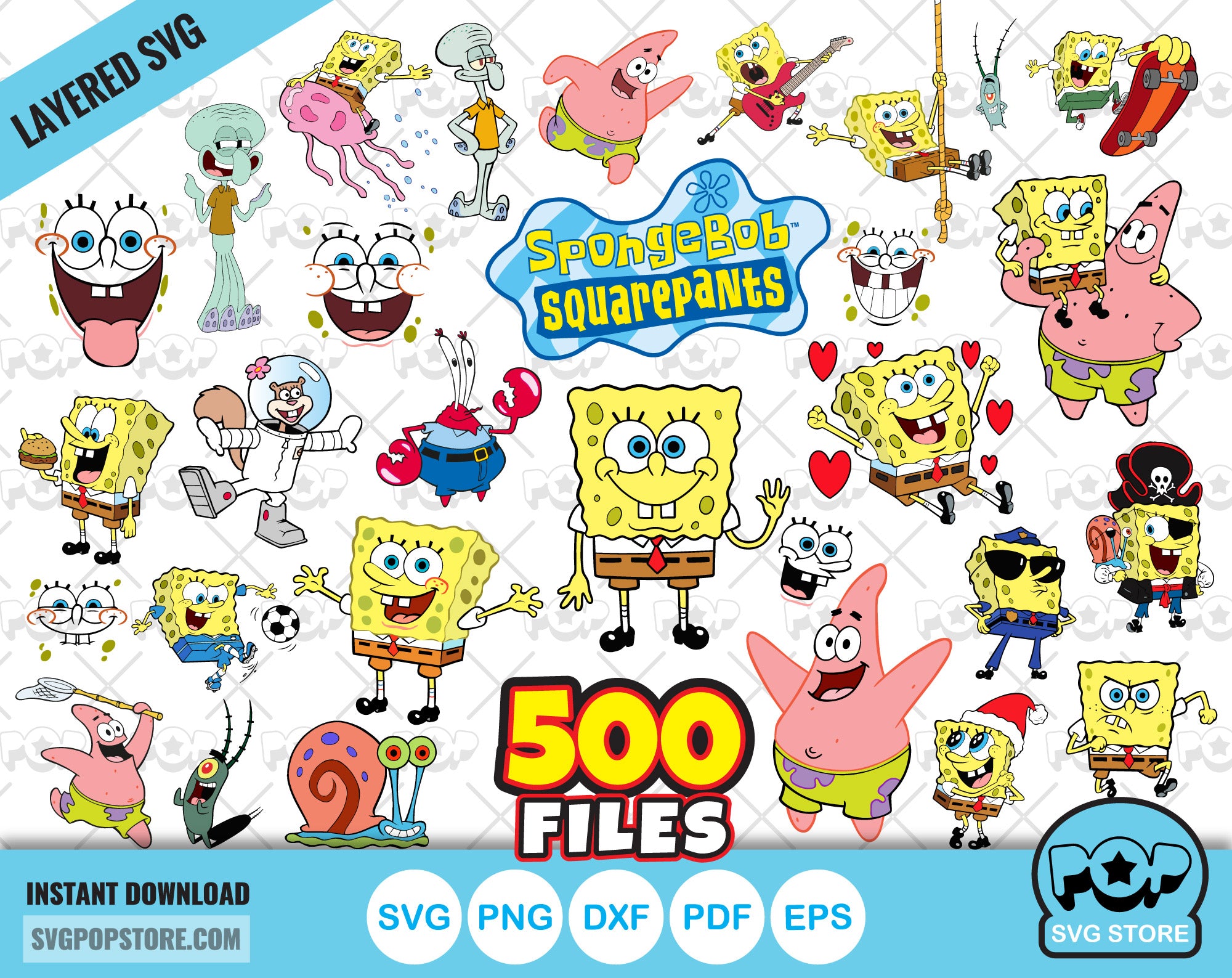 Spongebob Squarepants BIG BUNDLE 500 files, SpongeBob svg cut files fo ...