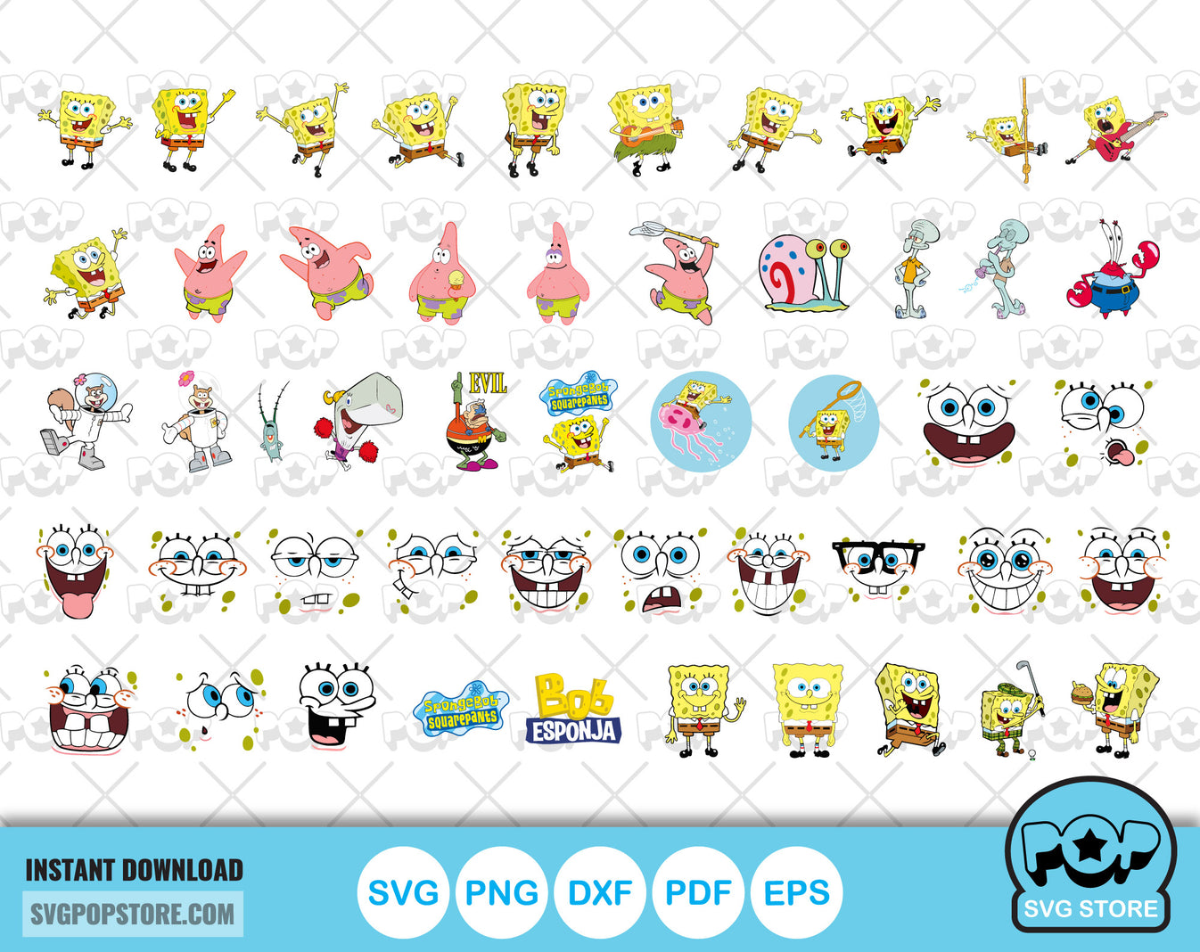 Spongebob Squarepants 100 cliparts bundle, SpongeBob svg cut files for ...