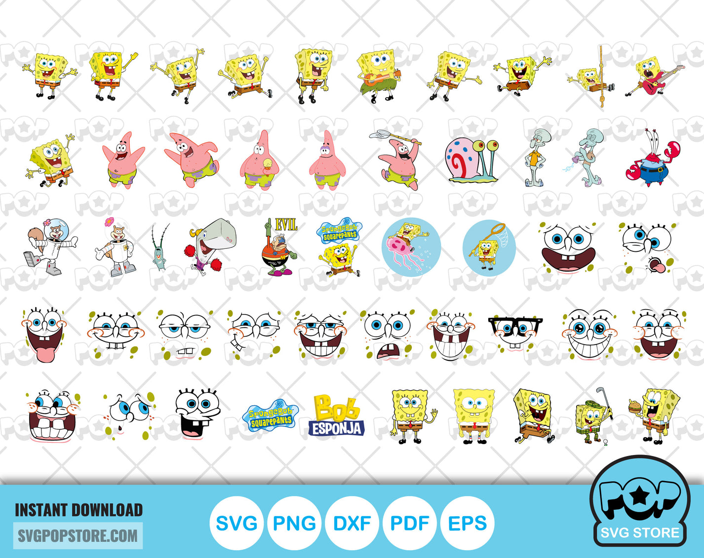 Spongebob Squarepants 100 cliparts bundle, SpongeBob svg cut files for ...