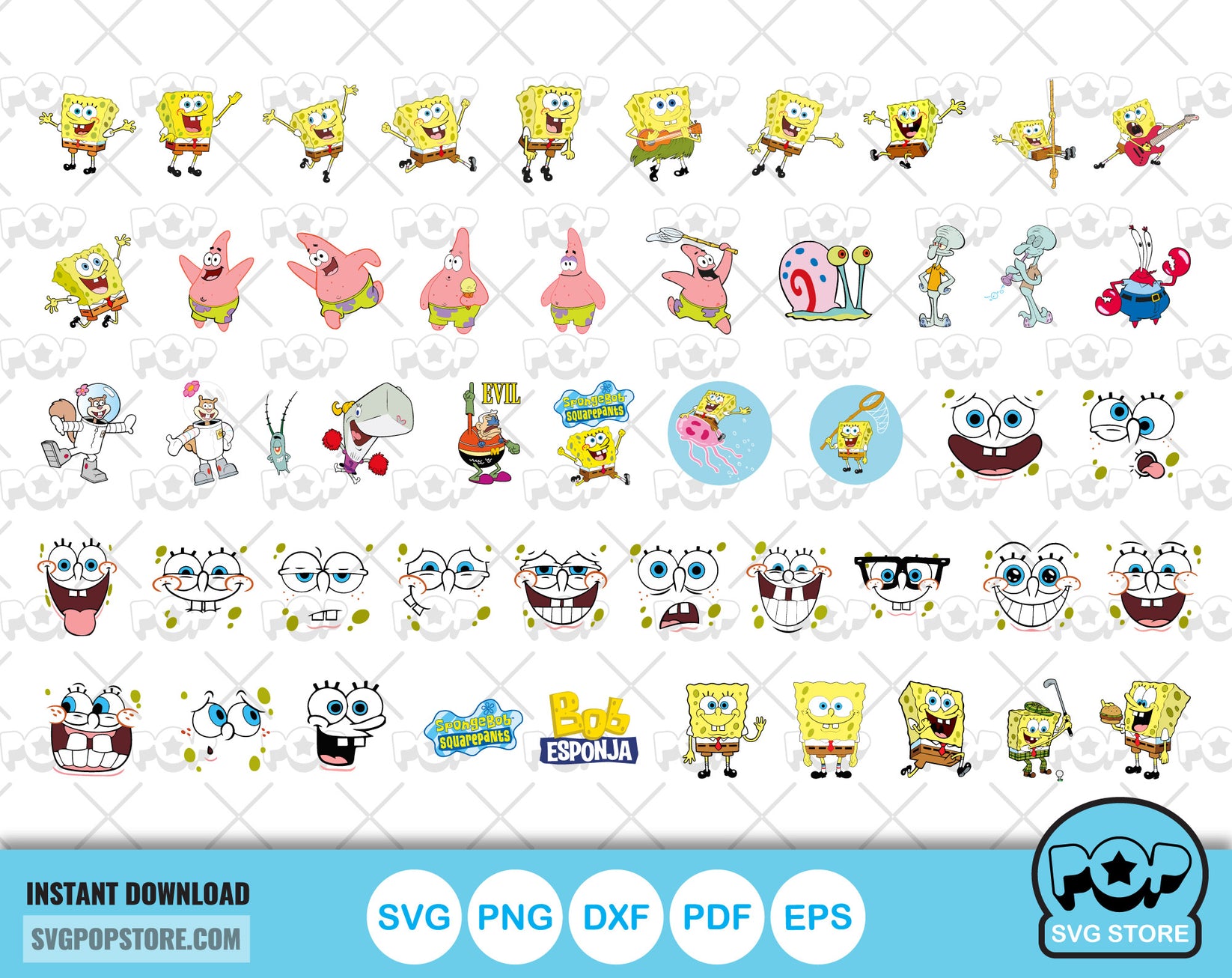Spongebob Squarepants 100 cliparts bundle, SpongeBob svg cut files for ...